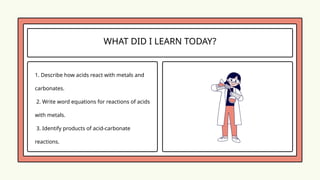 Acid Reactions with Metals and Carbonates Lesson Presentation in Red ...