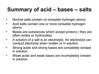 Chemistry M2 Acids bases salts | PPT