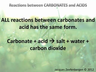 Chemical reactions: Acids/Alkalis and Acids/Carbonate | PPTX