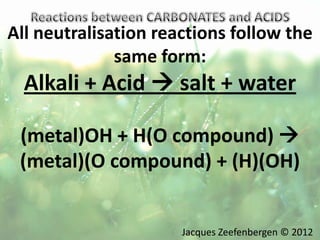 Chemical reactions: Acids/Alkalis and Acids/Carbonate | PPTX