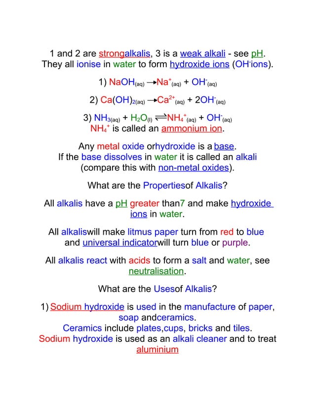 Acids and alkalis | DOC | Chemistry | Science