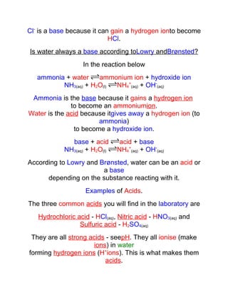 Acids and alkalis | DOC | Chemistry | Science