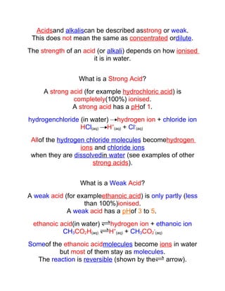 Acids and alkalis | DOC | Chemistry | Science