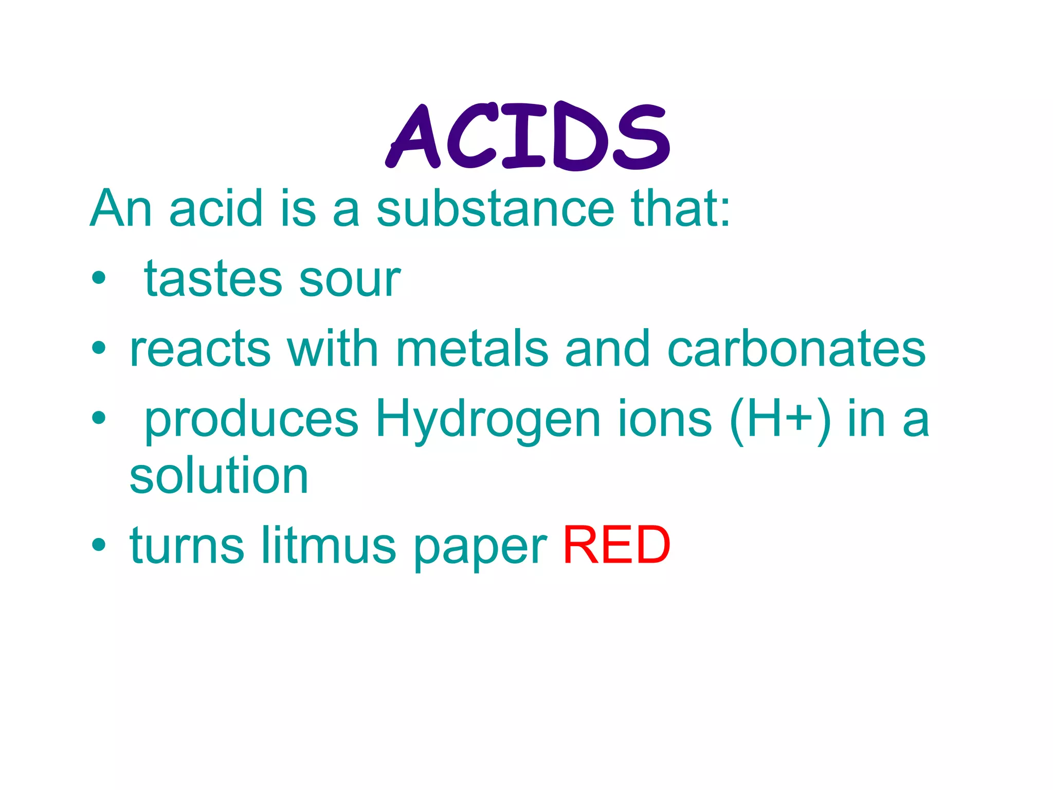 Acids and bases | PPTX | Chemistry | Science