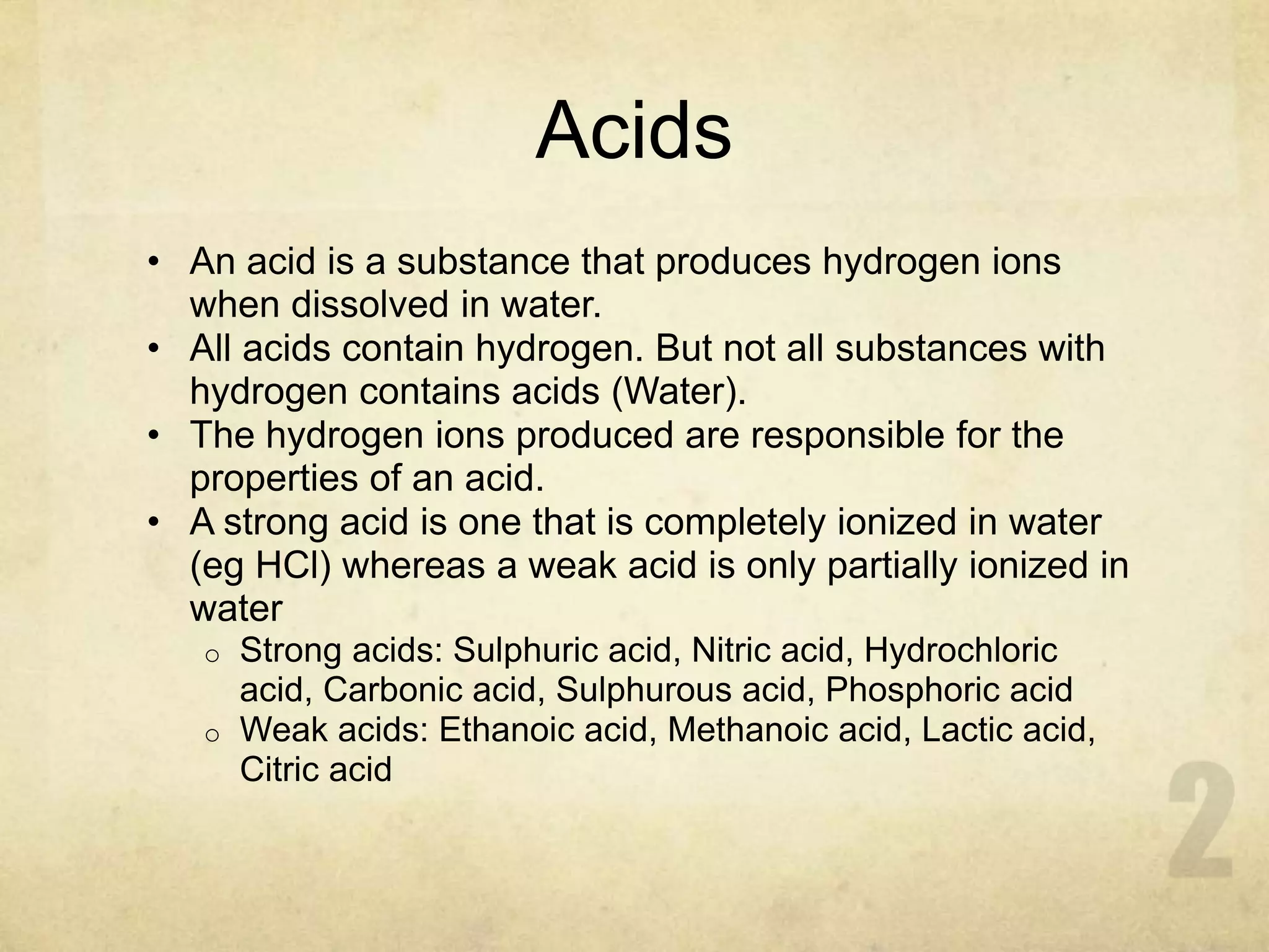 Acids, bases and salts according to the syllabus of CAIE and IGCSE | PPT