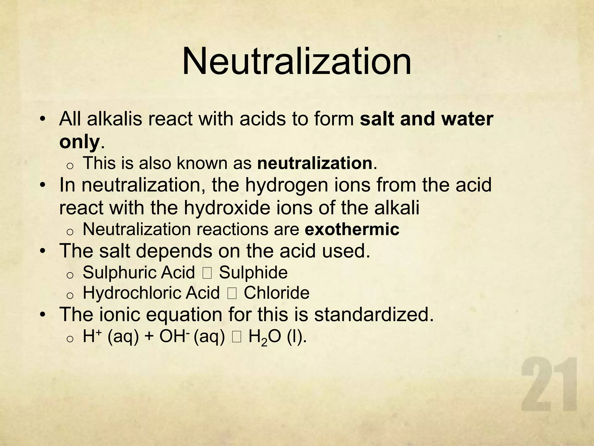 Acids, bases and salts according to the syllabus of CAIE and IGCSE | PPT