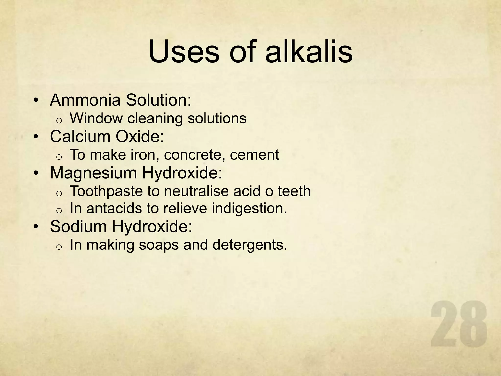 Acids, bases and salts according to the syllabus of CAIE and IGCSE | PPT
