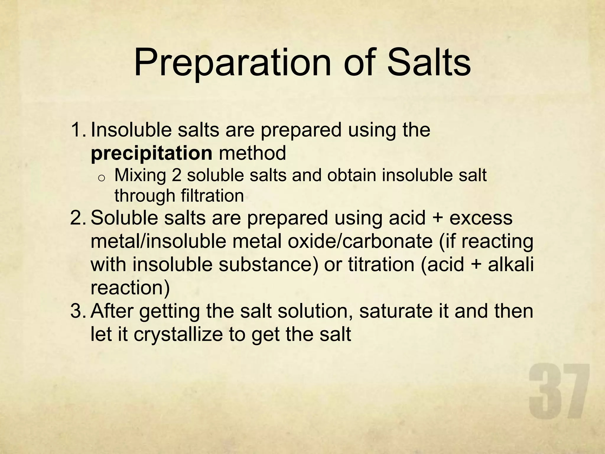 Acids, bases and salts according to the syllabus of CAIE and IGCSE | PPT