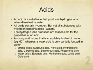 Acids, bases and salts according to the syllabus of CAIE and IGCSE | PPT