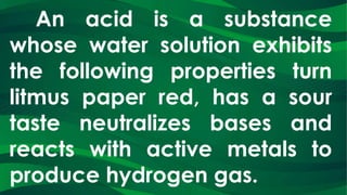 ACIDS AND BASES. Its Types and its isespptx | PPTX