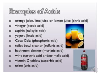 Acids and Bases description definition properties and reactions | PPT