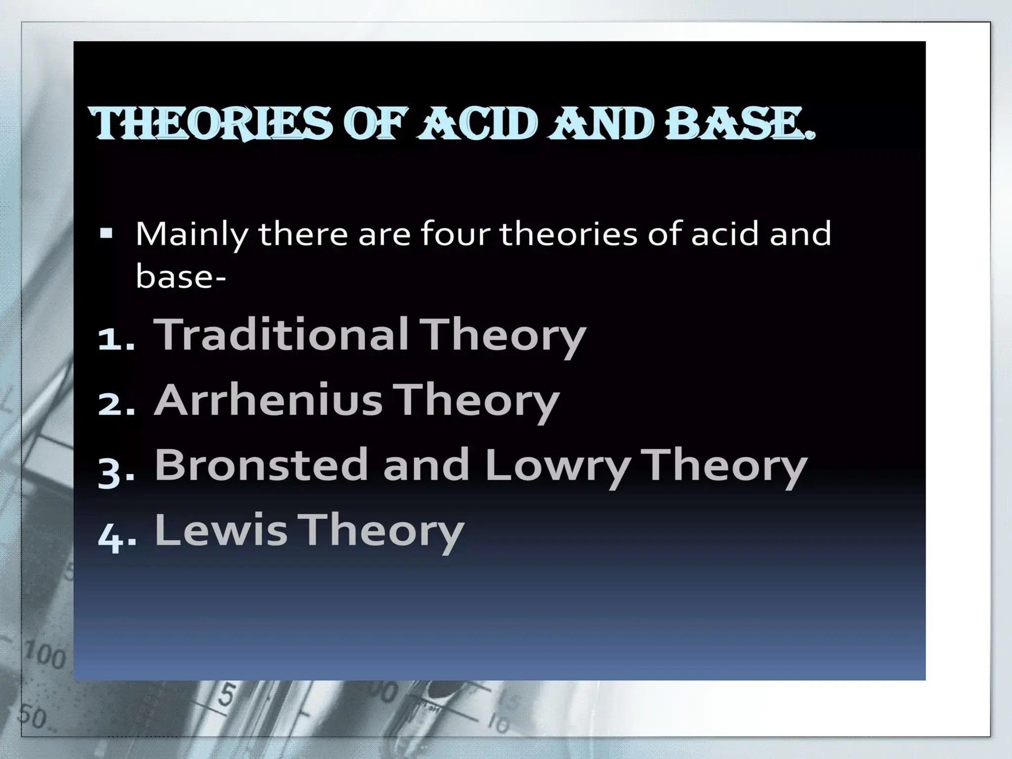 Acids and bases: Definition, Examples and different theories or concepts on Acids and Bases | PPTX
