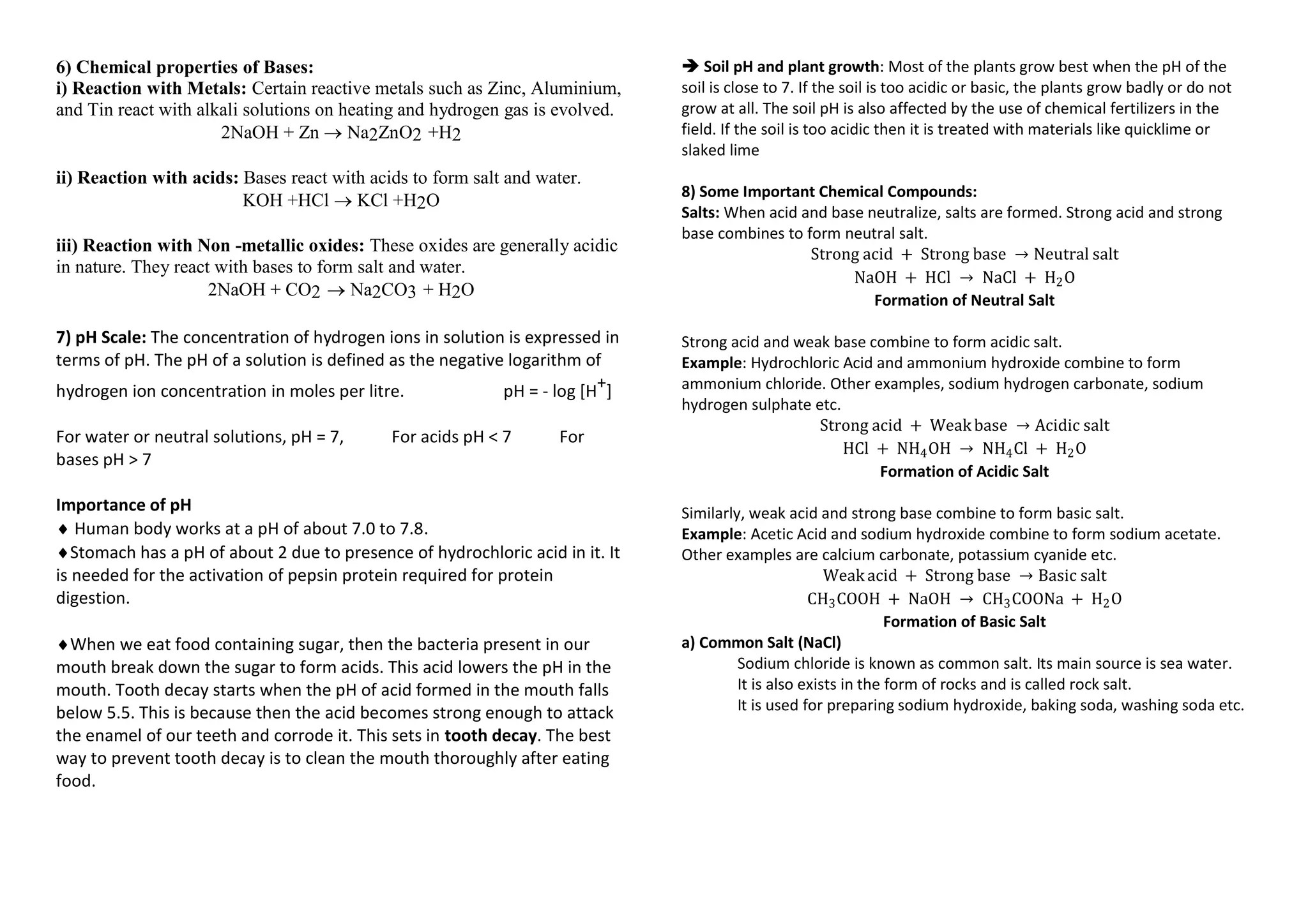 Notes on NCERT Science Class 10 Ch 2 Acids, Bases and Salts | PDF