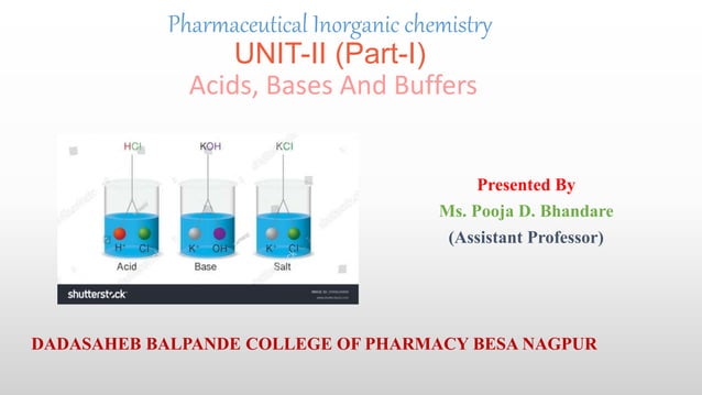 Acids, Bases And Buffers Pharmaceutical Inorganic chemistry UNIT-II (Part-I) | PPTX