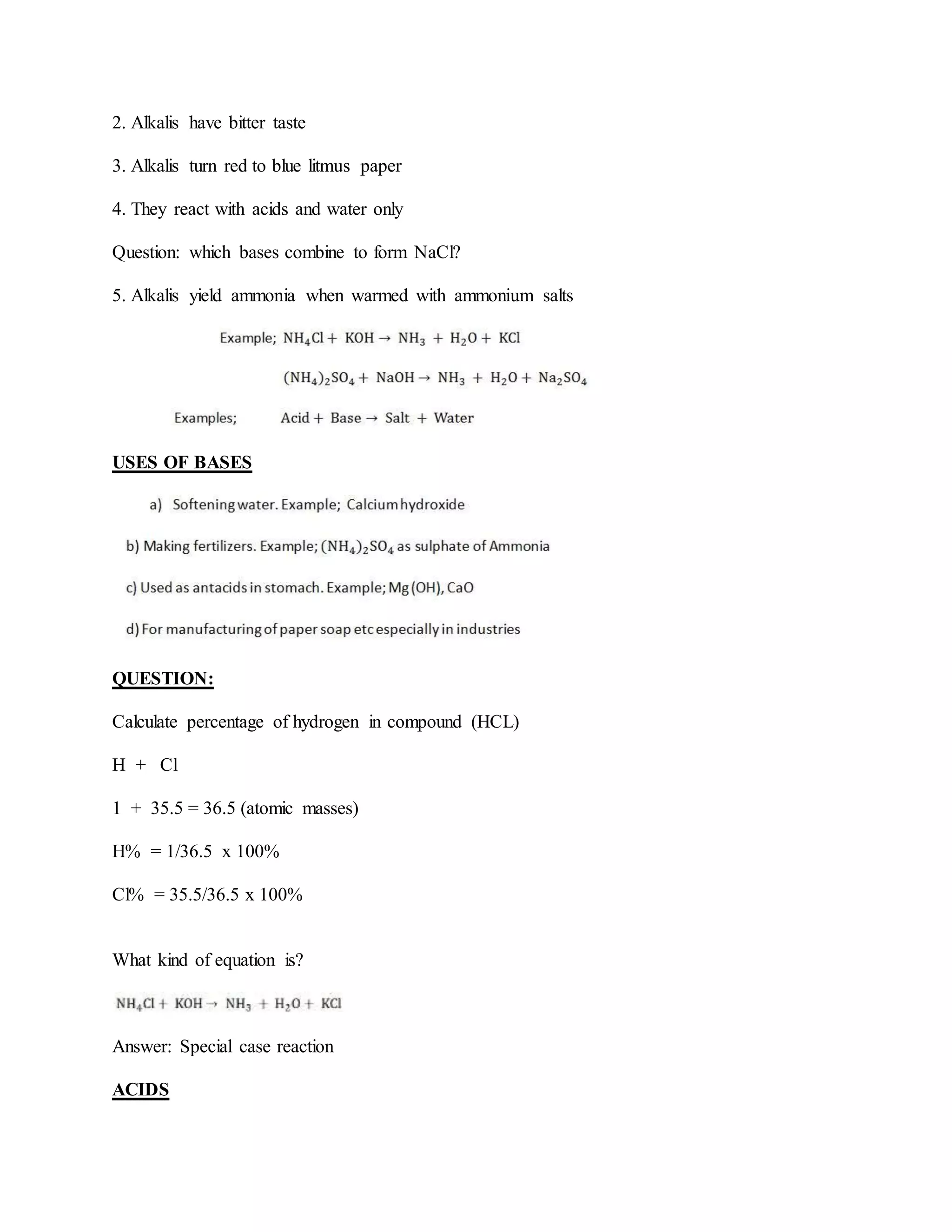 Acids, bases and salt | DOCX