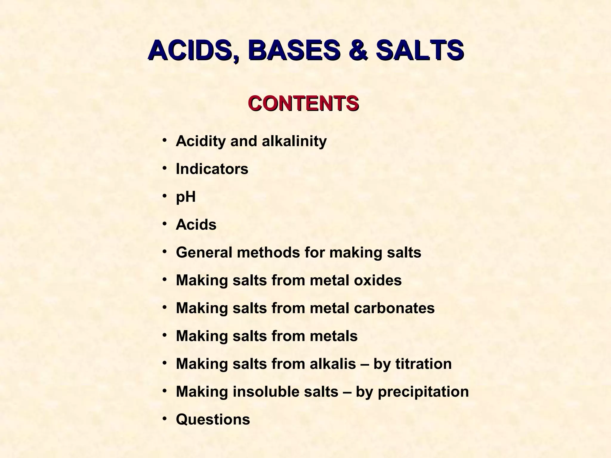 Acids, bases and salts IGCSE Chemistry | PPS
