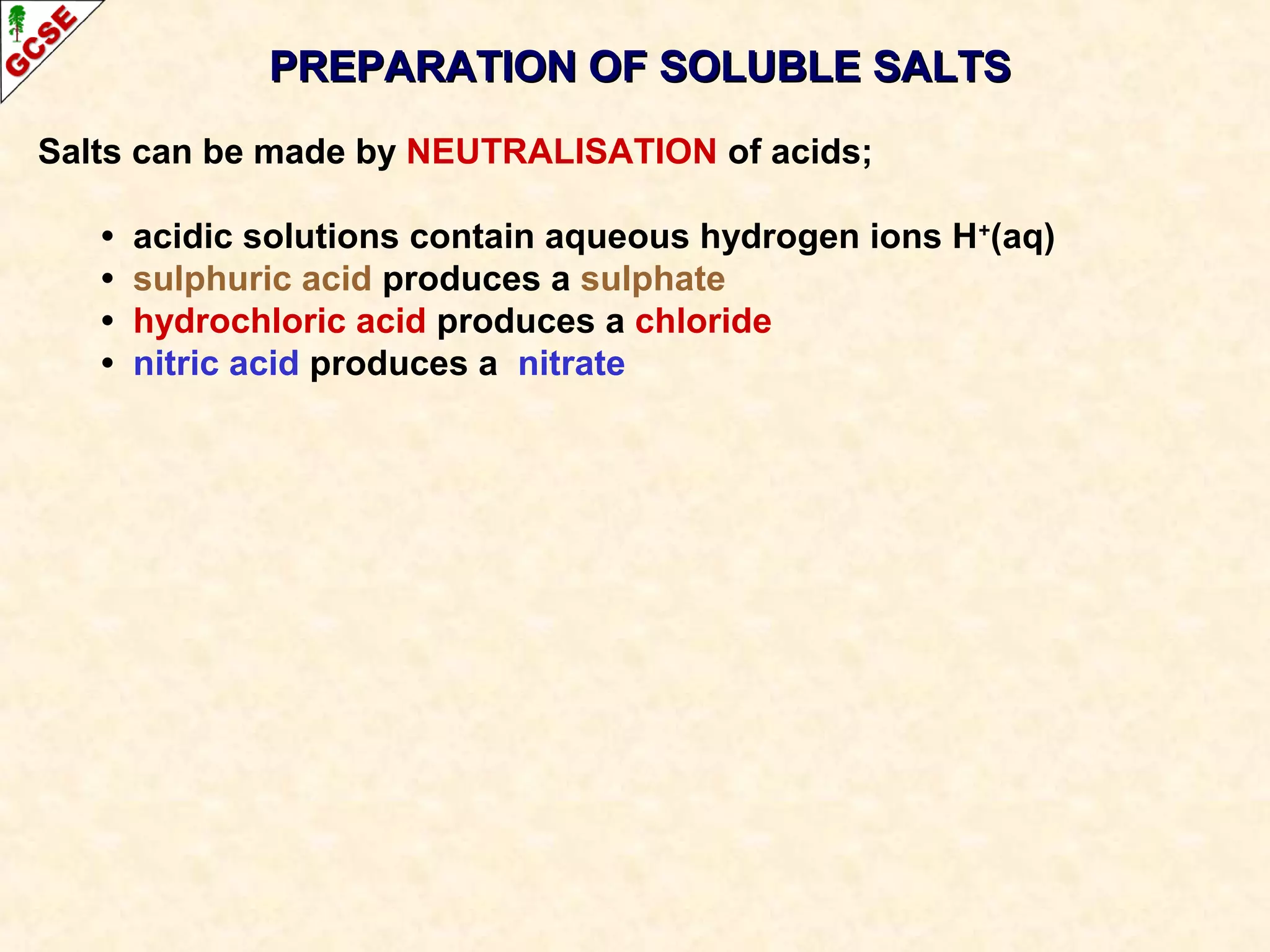 Acids, bases and salts IGCSE Chemistry | PPS | Chemistry | Science