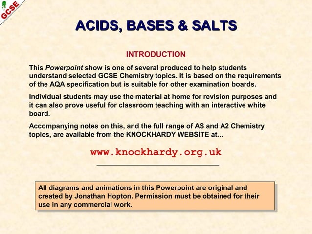 Acids, bases and salts IGCSE Chemistry | PPS | Chemistry | Science