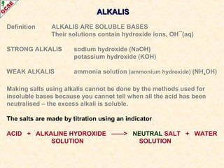 Acids, bases and salts IGCSE Chemistry | PPS