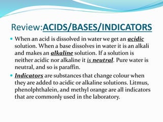 Acids bases and salts- using indictors and properties of acids and ...