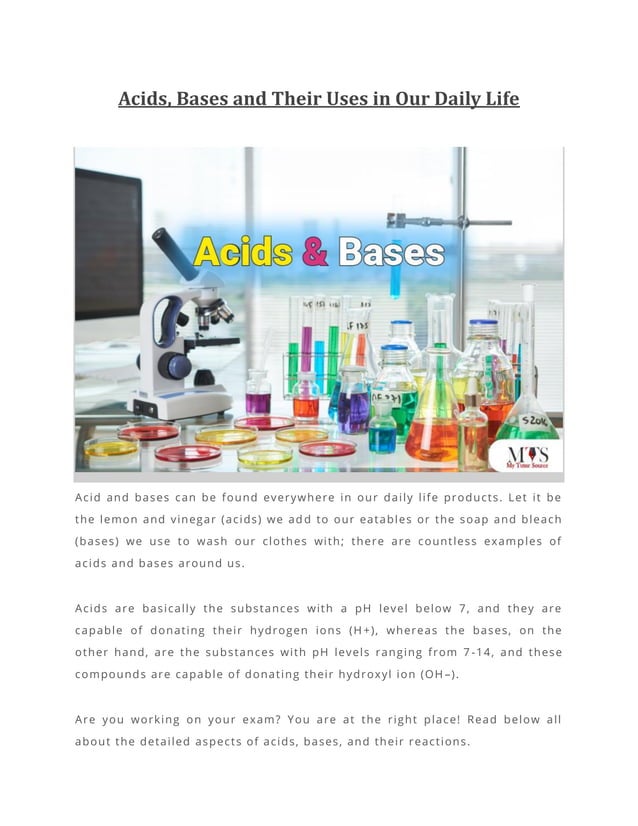 Acids Bases and Their Uses in Our Daily Life.pdf | Chemistry | Science