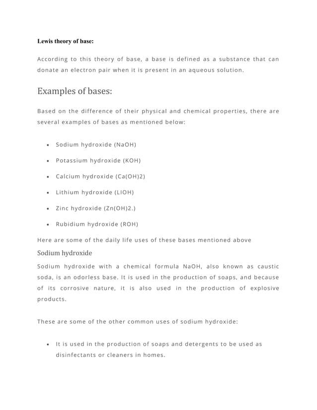 Acids Bases and Their Uses in Our Daily Life.pdf | Chemistry | Science