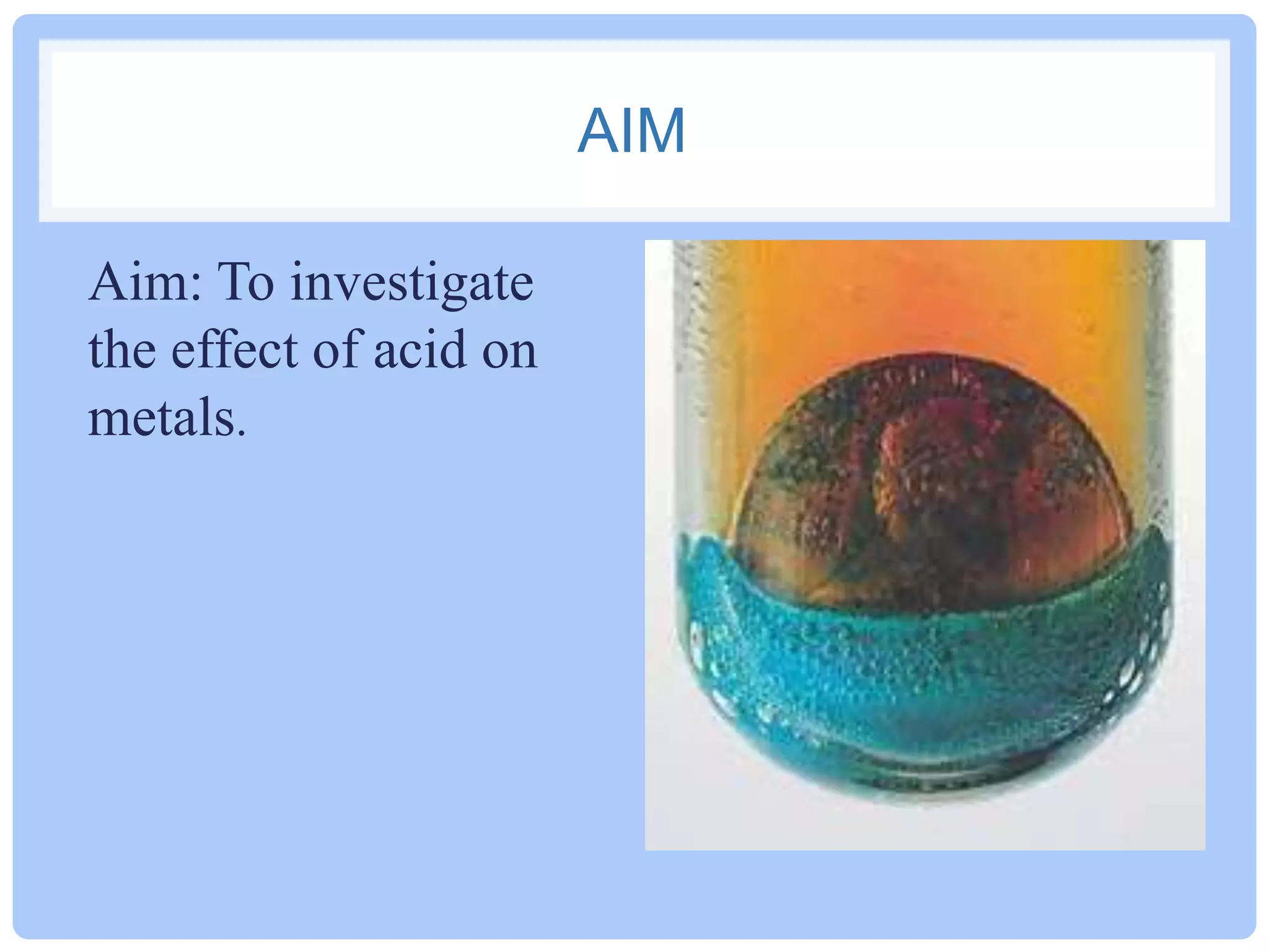 Acids on metals | PPTX