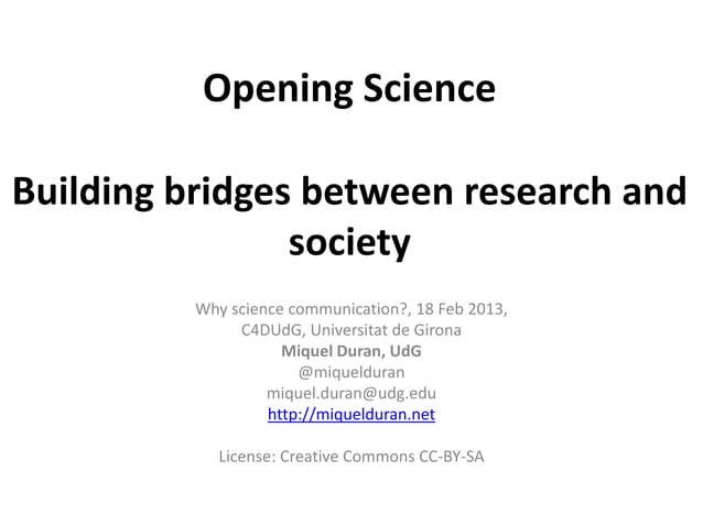 Opening Science: Building bridges between research and society | PPT