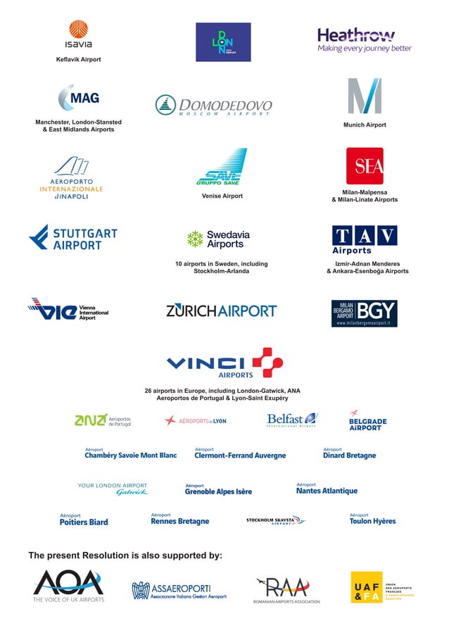 Aci europe resolution european airports committing to net zero carbon ...