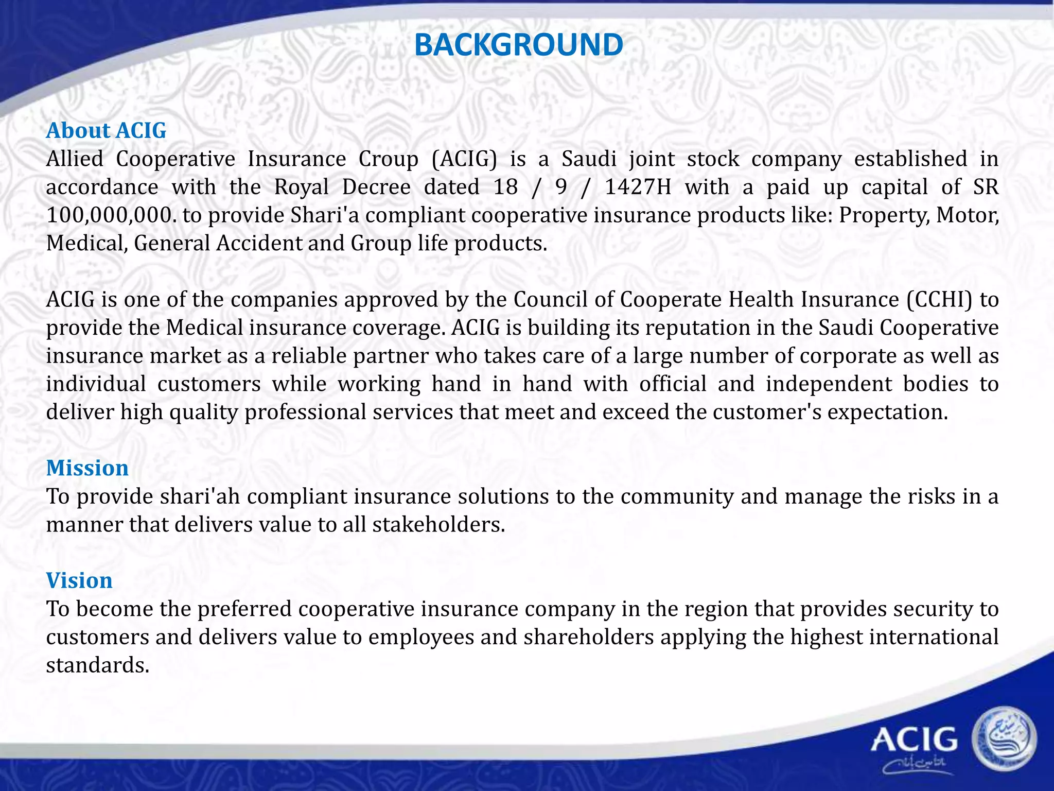 ACIG PORTFOLIO | PPTX | Motor Insurance | Insurance