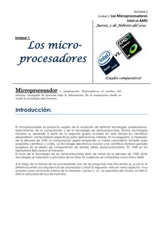 Tabla Comparativa De Procesadores Intel Amd PDF, 60% OFF