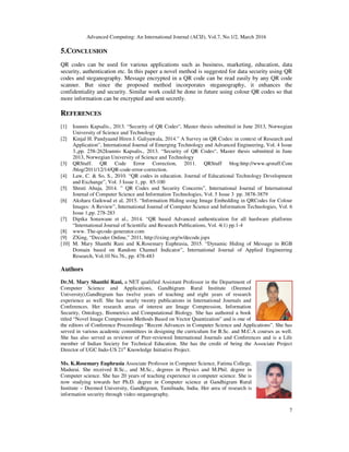 DATA SECURITY THROUGH QR CODE ENCRYPTION AND STEGANOGRAPHY | PDF