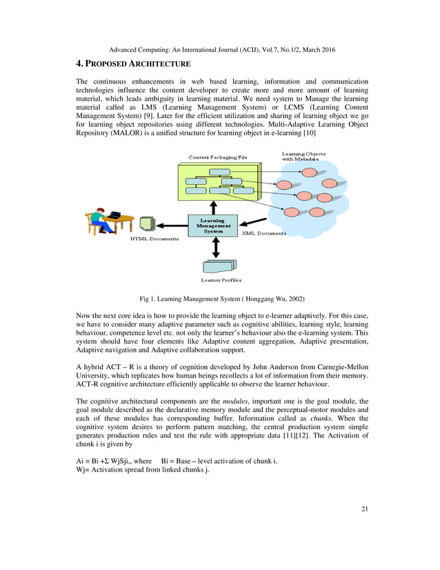 AN ADAPTIVE REUSABLE LEARNING OBJECT FOR E-LEARNING USING COGNITIVE ARCHITECTURE | PDF | Web ...