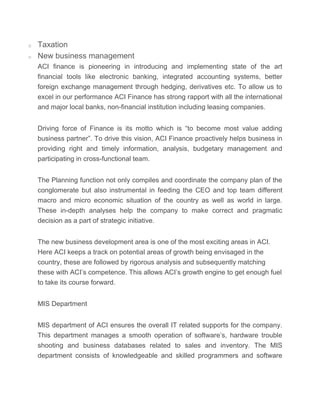Aci management reporting system of aci | DOCX
