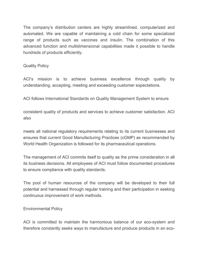 Aci management reporting system of aci | DOCX | Environmental Services ...