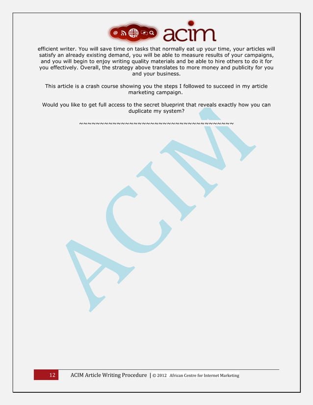Acim article writing procedures | PDF