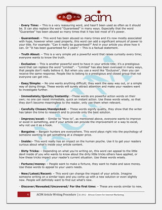 Acim article writing procedures | PDF