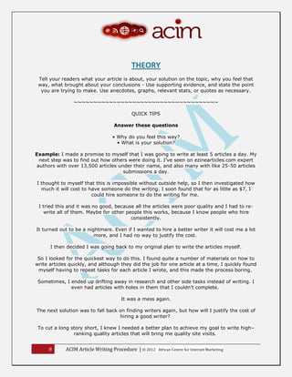 Acim article writing procedures | PDF