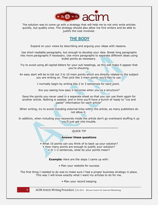 Acim article writing procedures | PDF