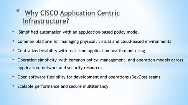 Cisco Application Centric Infrastructure | PPTX