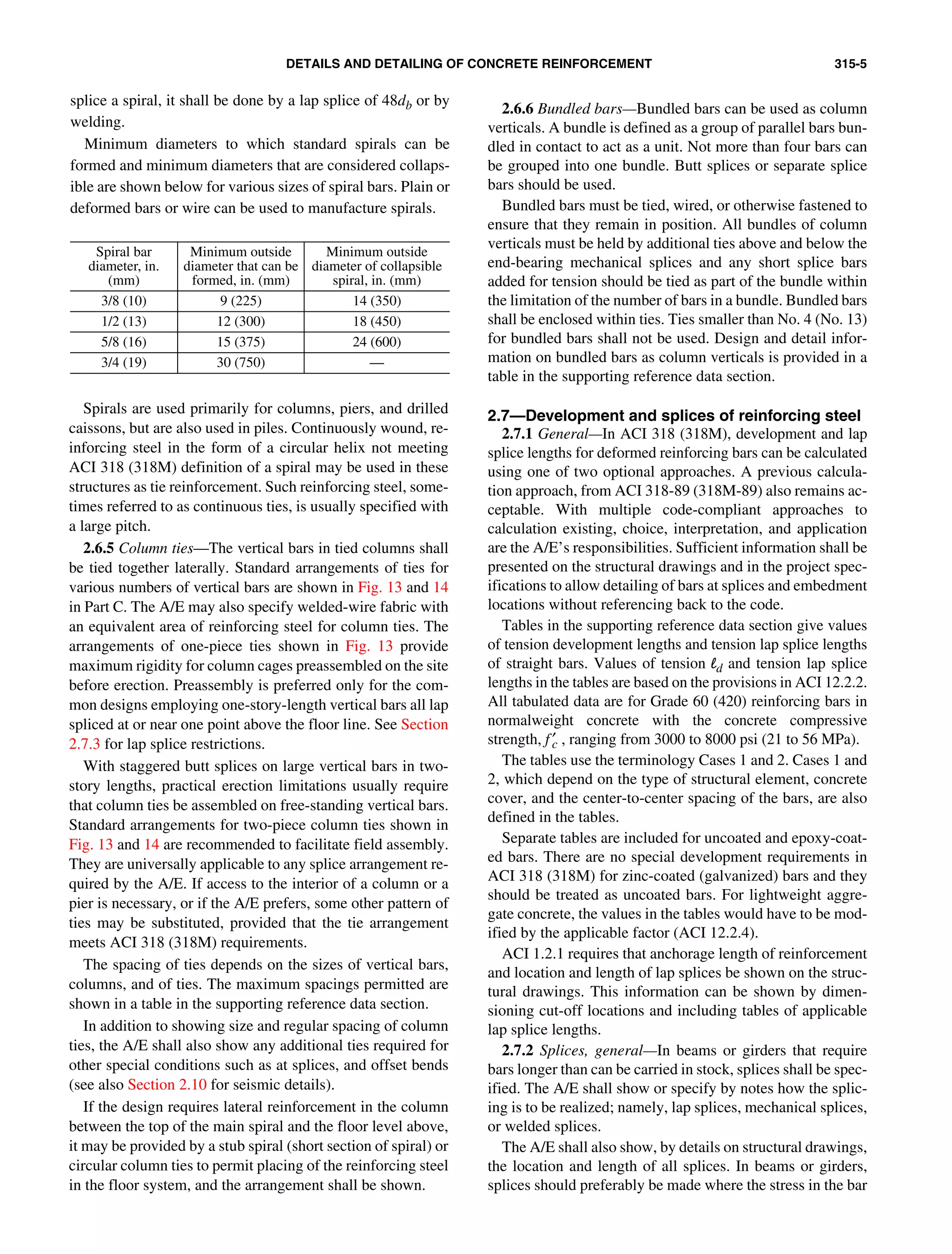 Aci reinf details aci 315-99 | PDF