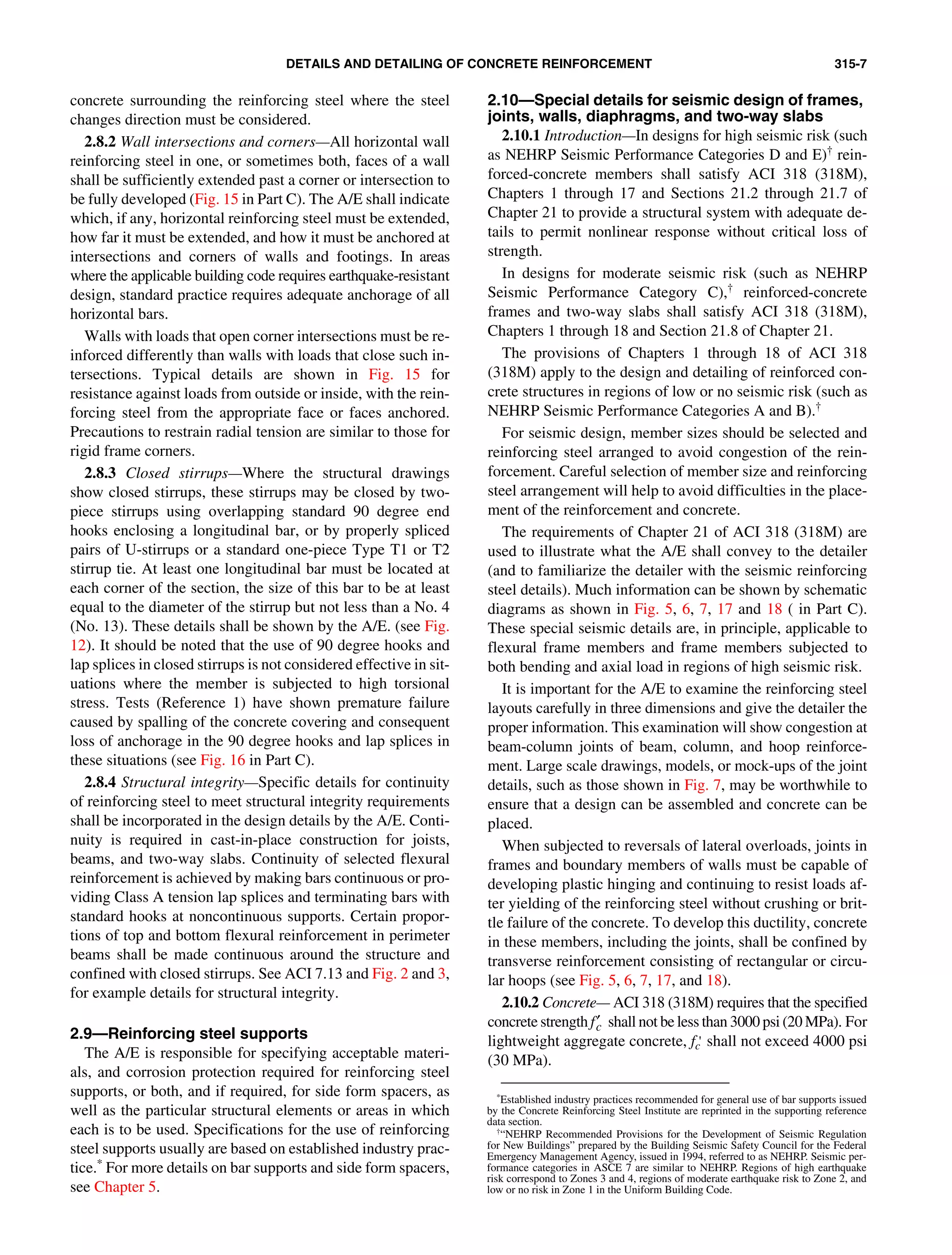 Aci reinf details aci 315-99 | PDF