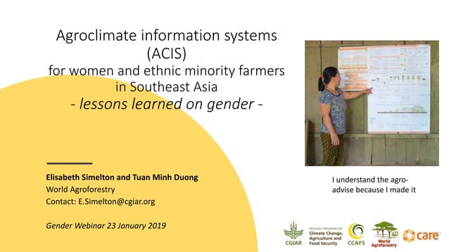Agroclimate Information Systems (ACIS) for women and ethnic minority farmers in Southeast Asia | PPT