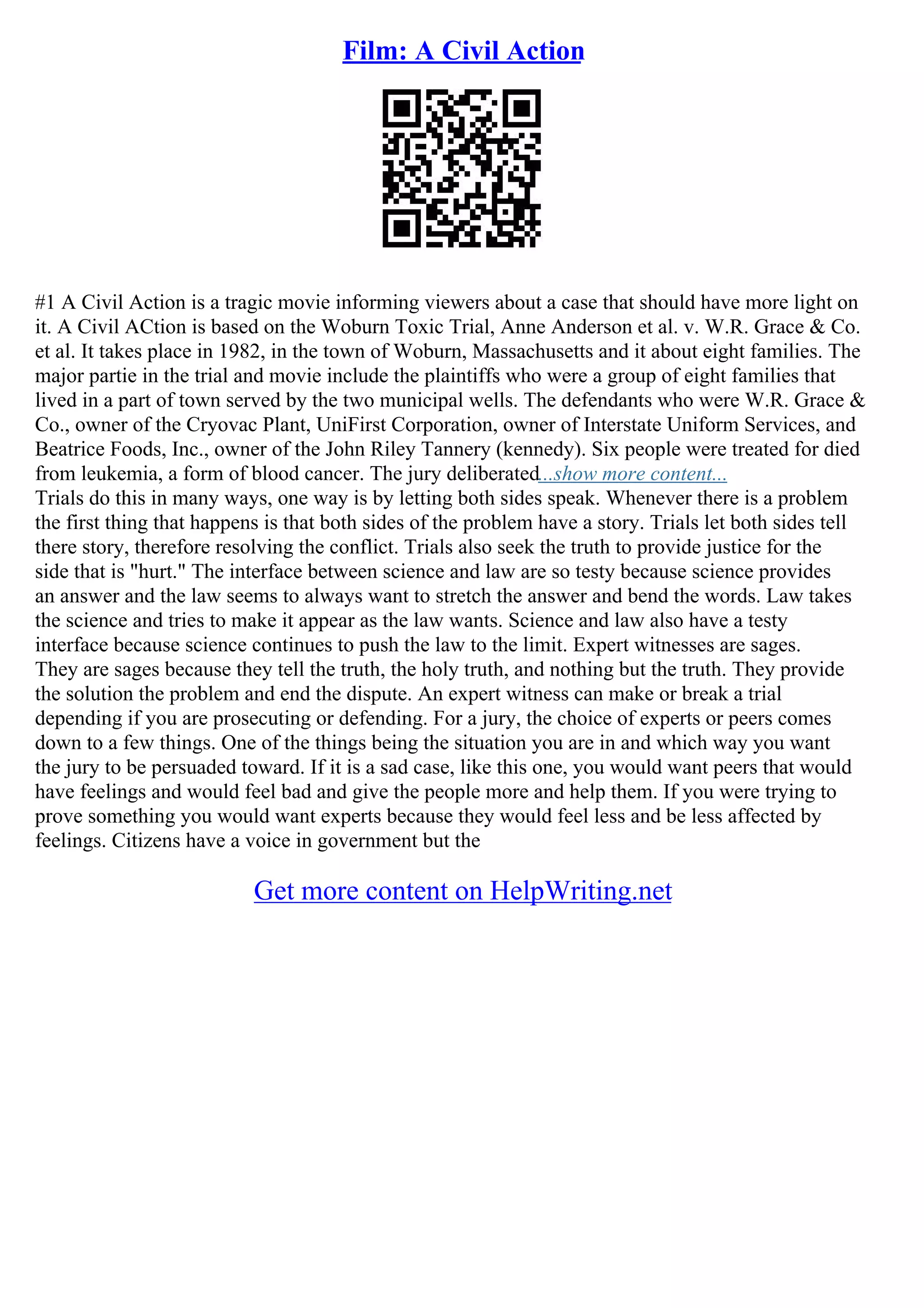 A Civil Action Essay | PDF