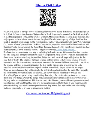 A Civil Action Essay | PDF
