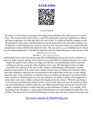 A Civil Action Essay | PDF