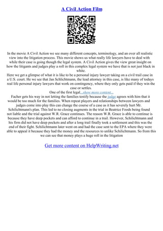 A Civil Action Essay | PDF