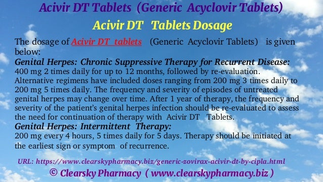 Acivir DT Tablets (Generic Acyclovir Tablets) | PPT