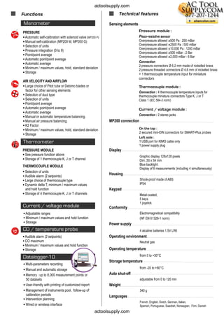 Kimo MP 200 P Thermo Anemometer Datasheet | PDF