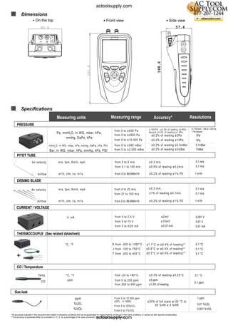 Kimo MP 200 P Thermo Anemometer Datasheet | PDF